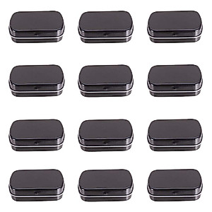 BENECREAT 12 Pack 2.5x2x0.6" Black Rectangular Metal Hinged Tins Storage Containers for Candy Crafts Pins and Home Kitchen Office Storage