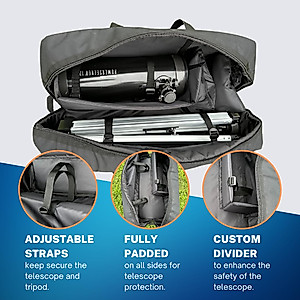 OBENBERG Professional 30" Telescope Bag: High-Density Foam Travel Universal Carrying Case for Celestron, Meade, Orion & Vixen with Shoulder Strap & Accessories, Perfect for Astronomy & Photography