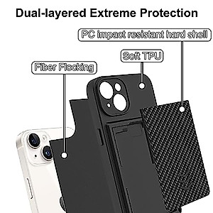 Karrint Wallet Case for iPhone 13 Case with Card Holder, Push-Pull Design Credit Card ID Slot, Dual Layer Shockproof Scratch Resistant Protective iPhone 13 Wallet Case for Women Men-Black