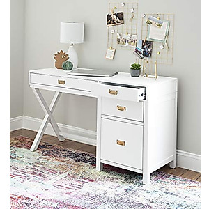 Linon White Modern Classic Side Storage Sadie Desk