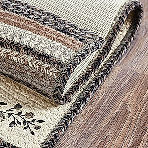 VHC Brands Floral Vine Jute Half Circle Welcome Mat w/Pad 19.5x36