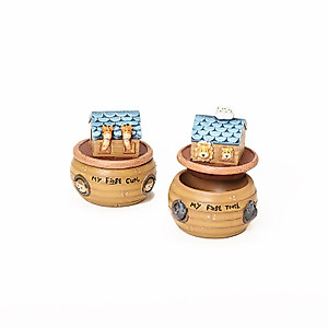 Roman Exclusive Noah's Ark Hand Painted Keepsake Box Set Incised with My First Tooth and My First Curl, 3-Inch Tall