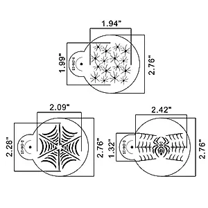 ART Kitchenware 6pcs Halloween Spiders Bats Cookie Stencil Set Cake Stenciling Fondant Cake Decorating Supplies Cookie Cake Decoration Mold Beige/Semi-Transparent ST-917S