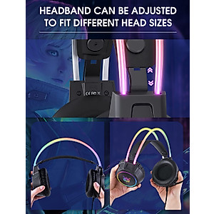 Gaming Headset with Mic, 3.5mm Lightweight Headphones with RGB Aluminum Frame, Surround Sound, Compatible with PS4 PS5 Xbox One(Adapter Not Included) PC Mobile Phone (Black)