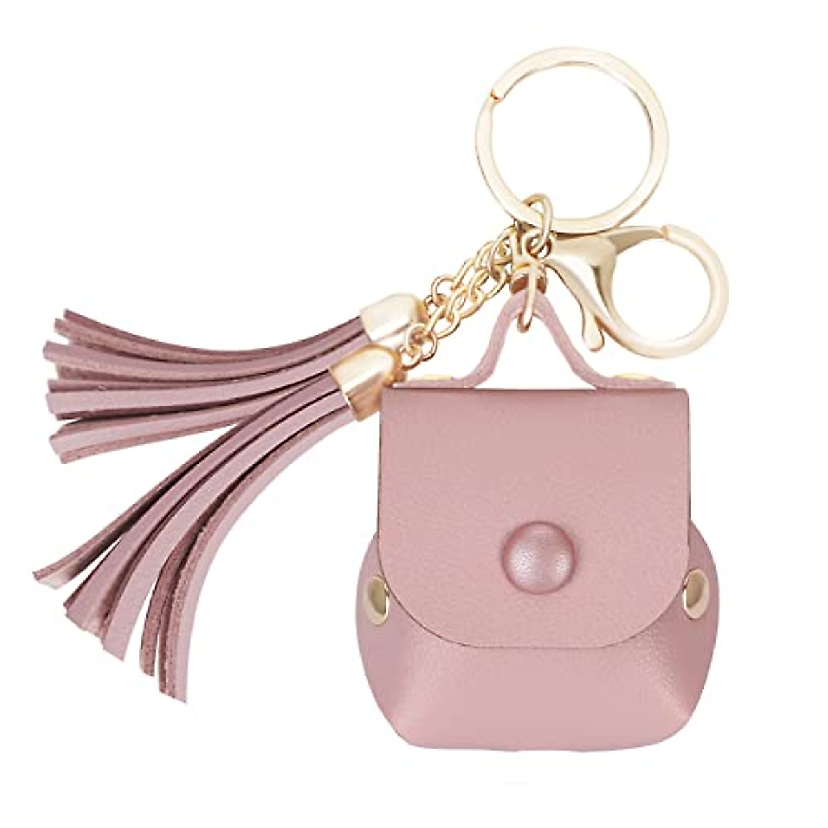 Simpolor Designed for Airpods Case (1st and 2nd Generation), Premium PU Leather AirPods Case Cover with Tassels and Metal Buckles, Compatible with Wireless Charging Cute Airpod Pouch Case, Pink