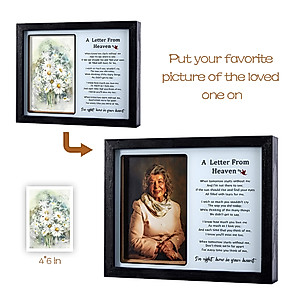 WOODEXPE Sympathy Gift LED Memorial Shadow Box Memorial Picture Frame for Loss of Loved One 4x6 Photo (A Letter from Heaven Black)