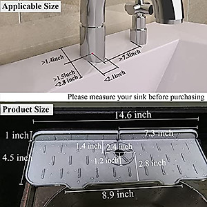 GBYAN Silicone Faucet Handle Drip Catcher Tray Kitchen Sink Splash Guard Countertop Protector Mat Water Draining Pads for Kitchen, Bathroom and RV Sink,Grey