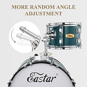 Eastar Adult Drum Set - 18-inch Full-Size Drum Kit for Adults, 4 Drum 2 Cymbal Drum Complete Drum Kit for Intermediate Drummers, Blue (EDS-540BE)