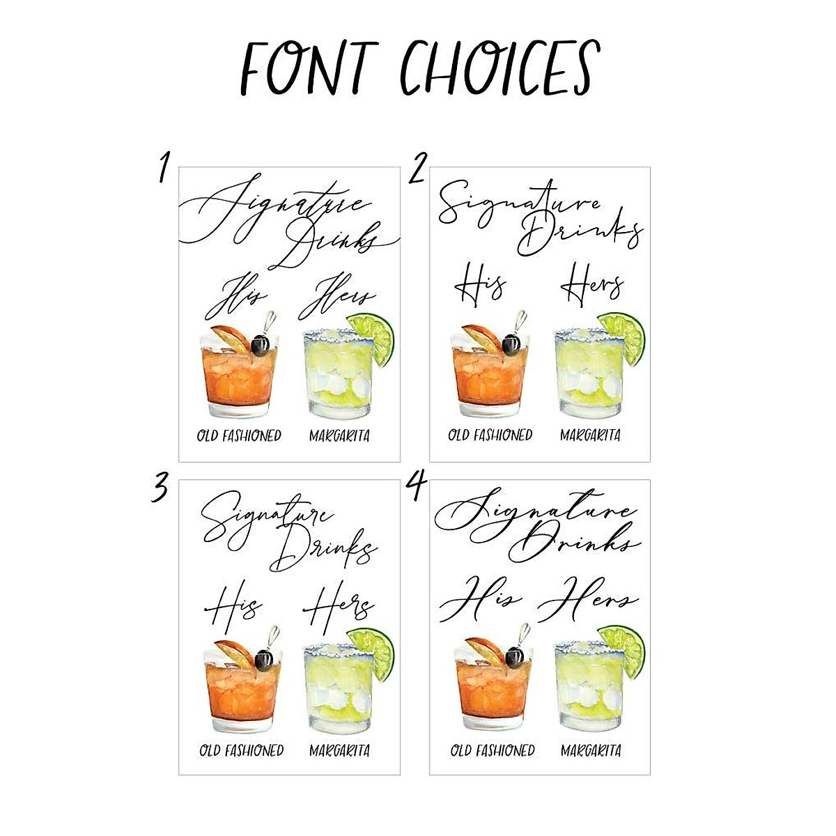 Signature Drink Sign for Wedding or Party Bar Menu Sign, Wedding Sign, Bar Sign His Hers Drinks Custom Drinks Sign Clear