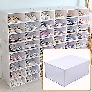 TFCFL Shoe Organizer for Closet ， Stackable Shoe Storage, Shoe Rack for Entryway ， Clear Plastic Shoe Boxes，20pcs Shoe Box Plastic Stackable Shoe Storage Organizer Clear Drawer Case
