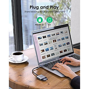 LENTION USB C to SD/Micro SD Card Reader, Type C SD 3.0 Card Adapter Compatible 2023-2016 MacBook Pro 13/15/16, New Mac Air/iPad Pro/Surface, More (CB-C8, Space Gray)