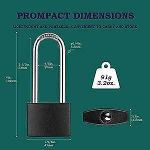 Guliffen Aluminum Padlock with Key, 2-1/2 Inch Long Shackle Pad Lock with 2 Keys， Lock and Key for Outdoor Fence， Sheds, Storage Unit, Gate, Toolbox,Trailer，Garages，2 Pack