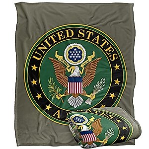 U.S. Army Blanket, 50"x60" United States Army Eagle Symbol, Silky Touch Sherpa Back Super Soft Throw
