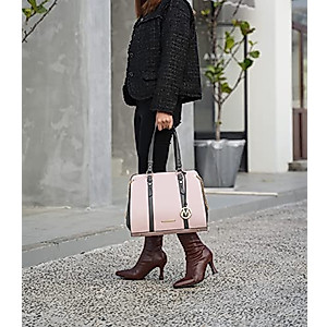 MKF Collection Tote Bag for Women, Vegan Leather Color Block Top-Handle Satchel Handbag Purse