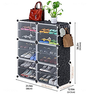 NiHome 24-Pair Shoe Storage Cabinet with Doors - Stackable and Expandable Closet Organizer for Entryway, Bedroom, Garage, Hallway and Office