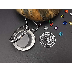 GOKING Famliy Tree of Life Necklace, Familes Are Forever Diy Family Charms Memory Floating Locket Pendant with 24 Birthstones for Mom Mother Mummy Grandma Nana Aunt Niece Women