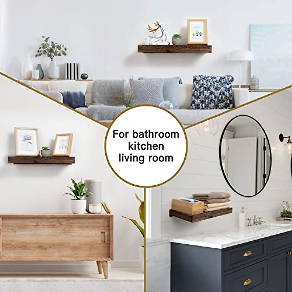 YICOCHI Floating Shelf with Drawer, Rustic Floating Nightstand Wall Mount, Wood Farmhouse Bedside Wall Shelf for Bedroom