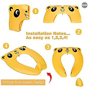 Travel Potties,Toddler Potty Seat Cover Travel Portable Potty Seat for Kids Non-Slip Foldable Toilet Seat Pad with Carry Bag & Splash Guard Yellow