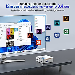 KAMRUI Mini PC,12th Intel Alder Lake- N95 up to 3.4 GHz,16GB RAM+512GB M.2 SSD, Windows 11 Pro Mini Computer,Support 2.5" SATA SSD,WiFi 2.4G/5G,Bluetooth4.2,Triple Display,4K Reliable Office Small PC