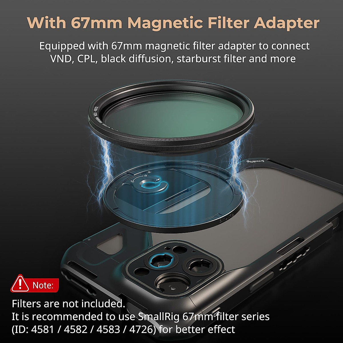 SmallRig for iPhone 15 Pro Max Phone Cage with 67mm Filter Adapter, Upgraded Quick Release Design Phone Video Rig Cage for Videography/Video Recording/YouTube/Live Streaming/Vlog - 4391B