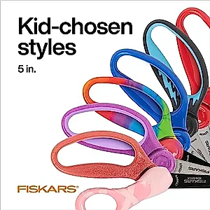 FISKARS® Magic Morph Kids Scissors - Image Moves when Tilted - Pointed-tip for Ages 4+ - Fun Ninja Design - Back to School Supplies