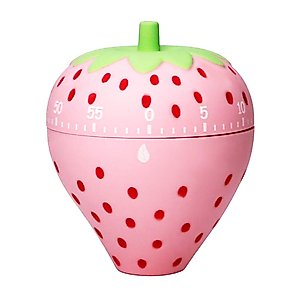 MONLIYA Kitchen Timer Cute Fruit Cookie Kitchen Timer | Novelty Manual Cooking Timer | Fun Shaped Mechanical Timer for Kitchen Alarm Home Desktop Decor (Strawberry) Windup