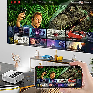TMY 5G WiFi Projector with Bluetooth 5.1, 9000 Lumens HD Movie Projector, 1080P Supported Mini Projector, Portable Outdoor Projector, Compatible with TV Stick, Phone, Computer, HDMI, USB, AV, TF