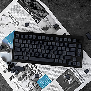 JOLINTAL 143 Keys Grey on Black Keycaps Set, Japanese Keycaps Custom Keycaps Black on Grey Keycaps, PBT Cherry Profile Keycaps for Mechanical Keyboard