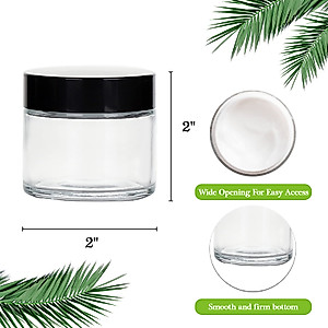2oz Glass Jars 40 Pack, Hoa Kinh Mini Round Clear Glass Jars with Inner Liners and Black Lids, Perfect for Storing Lotions, Powders, and Ointments