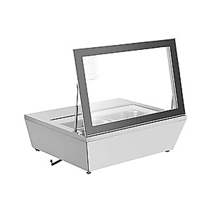 KoolMore KM-CGD-8HP 31 in. Countertop Ice Cream Display case with 4 Pans and Glass Sneeze Guard in Stainless-Steel