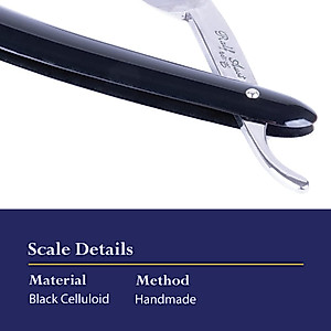 ROYAL SHAVE 5/8” Straight Razor Full Hollow Round Point Special Carbon Steel, Shave Ready Handmade Classic Wet Shaving Straight Razor - MADE IN GERMANY (Black Handle)