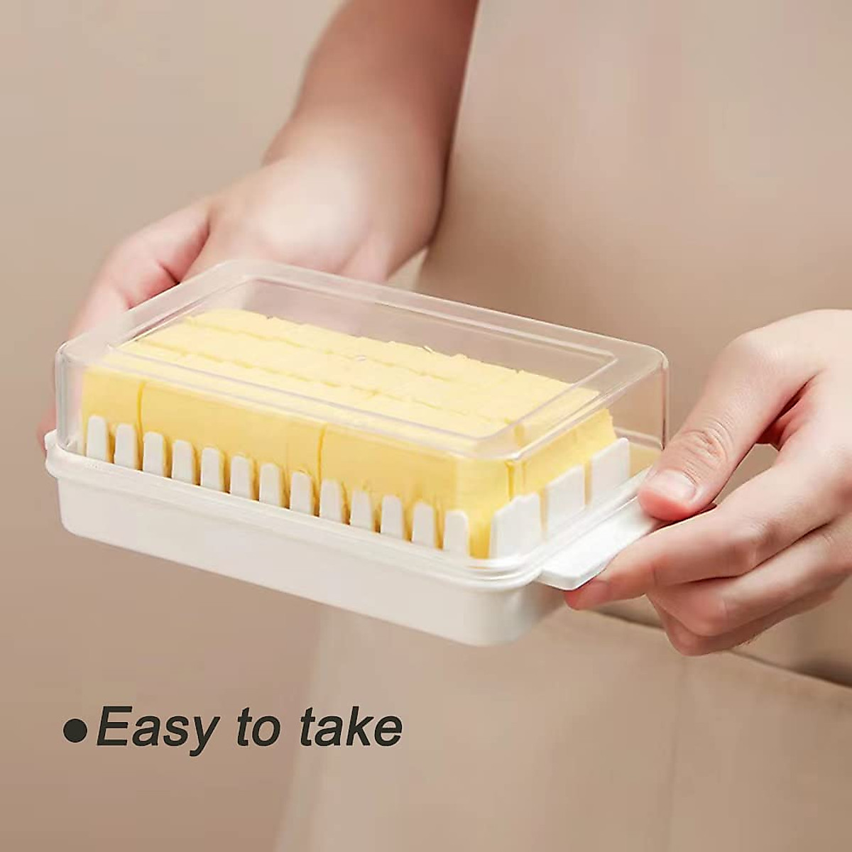 Plastic butter dish with lid,Butter Keeper for Refrigerator,clear butter dish with calibration for Cutting the same size