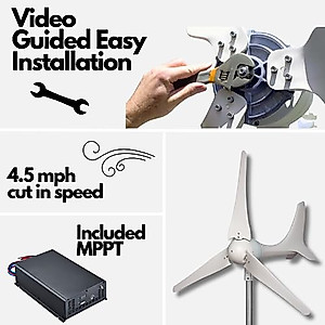 Automaxx Windmill 600W (12V/24V) (50A/25A) Wind Turbine Generator kit Wind Power MPPT Charge Controller Included (Amp, Volt & Watt Display) + Automatic and Manual Braking System. DIY Installation