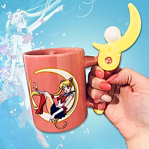 JUST FUNKY Sailor Moon Coffee Mug | 3D Molded Pink colored Ceramic Coffee Mug | Set of 1 | Anime Mug| Sailor Moon Mug |Kitchen Stuff | 13Oz Coffee Mug