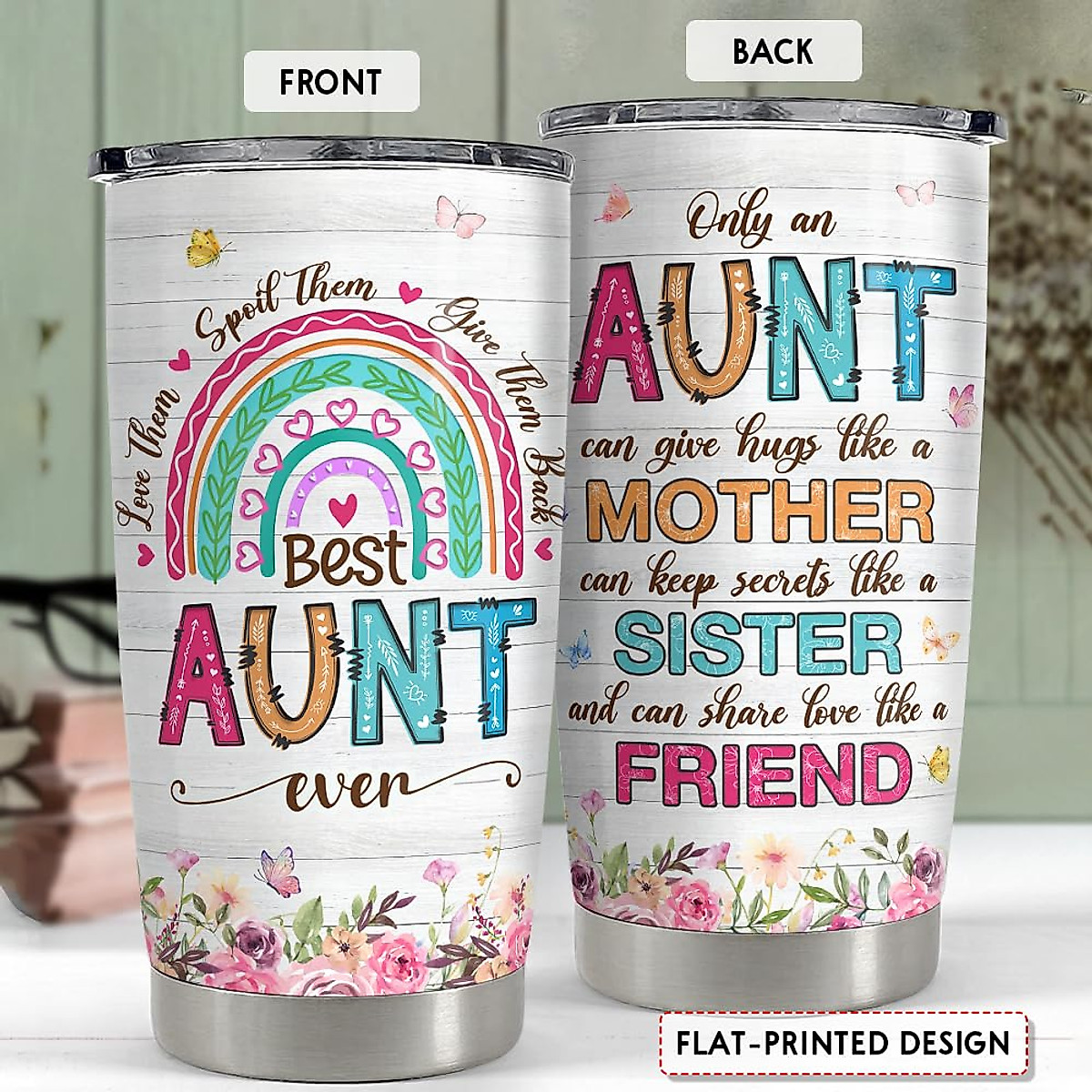 SANDJEST Aunt Tumbler 20oz Best Aunt Ever Cup Gift Stainless Steel Insulated Tumblers Coffee Travel Mug Auntie Cup Aunts Gift for Birthday Christmas