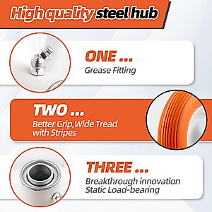 UniversalY Fit, Flat Free Wheelbarrow Tire - Fits all 5/8" OR 3/4" HUB - 5 Year Warranty