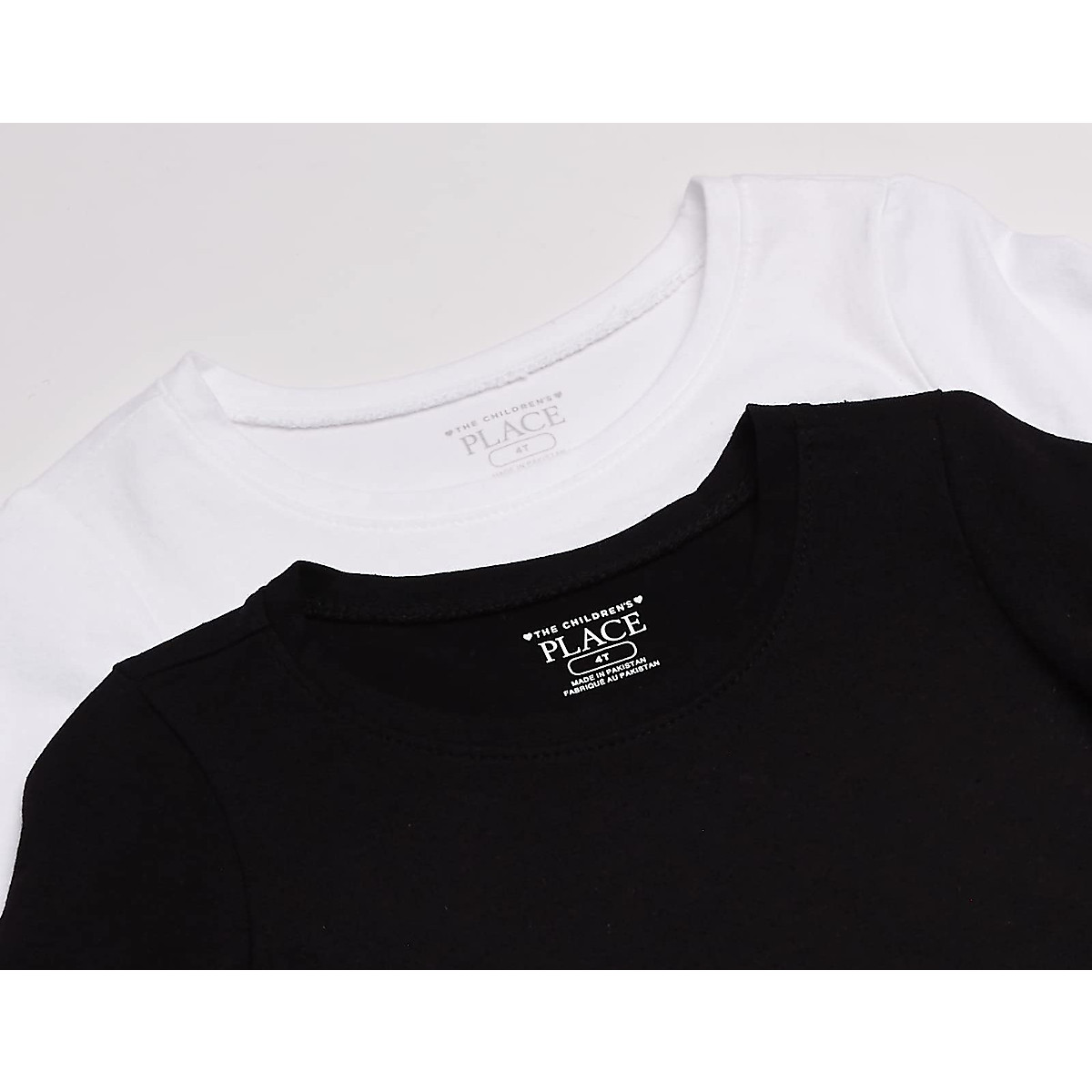 The Children's Place baby girls And Toddler Long Sleeve Basic Layering T-shirt T Shirt, Black/White 2 Pack, 5T US