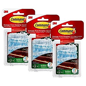Command Outdoor Rope Light Clips with Foam Strips, Clear, 3 Pack, 36-Clips Total (17301CLRAW-ES)
