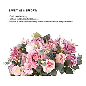 CONVEY 2PCS Pink Peony Hydrangea Silk Flowers Bouquet, Preserved Real Artificial Peonies Flowers Fake Flower for Garden Home Decor Flower Arrangement Wedding Baby Shower Party(1Light Pink+1Dark Pink)