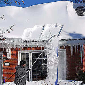 20 Feet Aluminum Snow Rake, with 17' Snow Slide, 5 Extension Tubes & Anti-Skid Handle, Telescoping Snow Removal Tool for Removing Snow, Leaves, Debris…