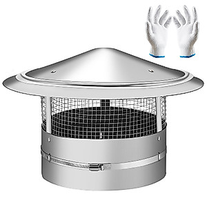 8 Inch Round Chimney Cap,Adjustable Roof Cap for Vents,Chimney Cap with Screen in Stainless Steel,Round Rain Cap for All-Round Chimney Protection,Round Roof Rain Chimney Cover,8 Inch Round Chimney Cap