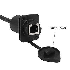 CERRXIAN 35cm RJ45 Male to Female Cat5 5e 6 Waterproof Panel Mount LAN Network Ethernet Extension Cable with Cap