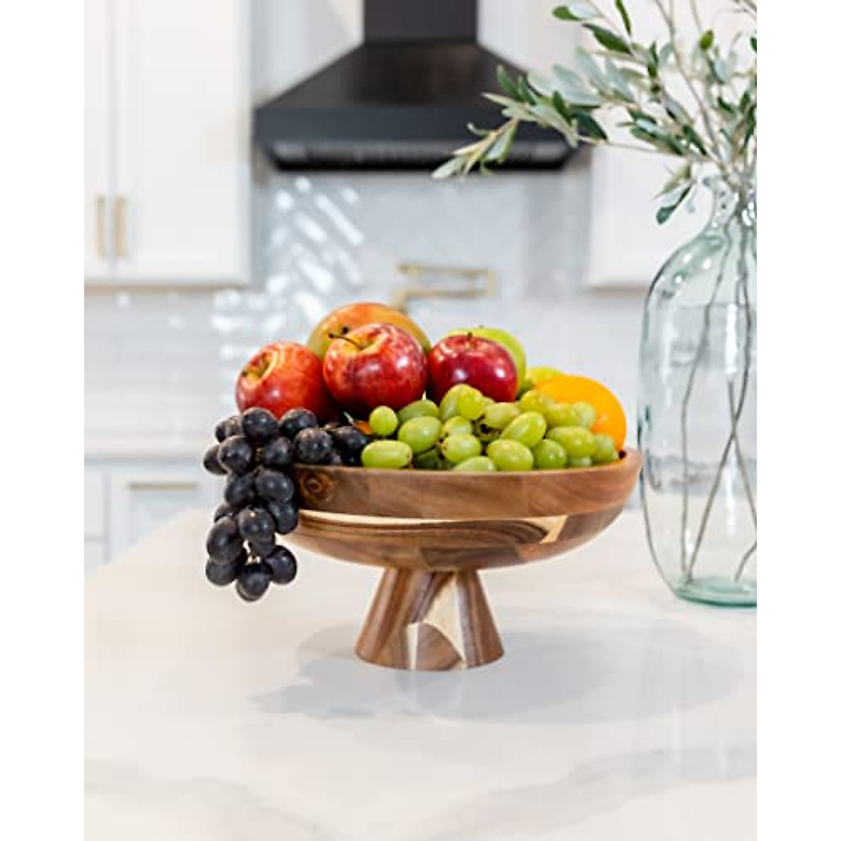 MOXY BARE Wooden Fruit Bowl for Kitchen Counter | Wood Bowl for Décor | Decorative Pedestal Bowl for Dinning Table Centerpiece | Wood Bowl for Coffee Table & Holiday Décor | Acacia Wood