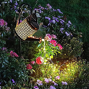 Watering Can with Lights Outdoor Solar Garden LED Light Solar Fairy Lights Decoration Star Shower Garden Art LED Light for Garden Stake Light, for Garden Lawn Patio or Courtyard Decor