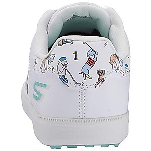 Skechers Men's Women's Go Drive Dogs at Play Spikeless Golf Shoe, White/Blue, 8.5