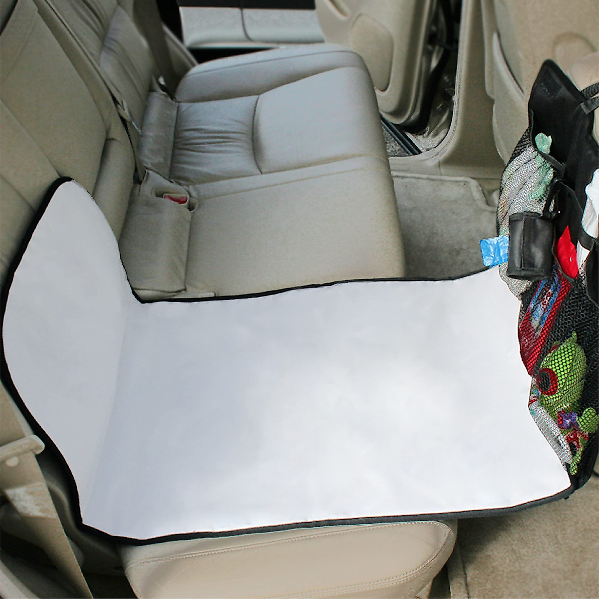 J.L. Childress Pockets 'N Pad Portable Diaper Changing Station for Your Car - Detachable, Foldable, Extra-Large, Extra-Long Changing Pad for Travel, 36" x 18" - Storage Pockets- Black