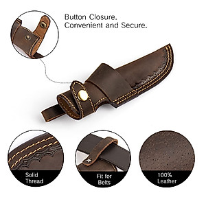 Gentlestache Belt Knife Sheath, Knife Holster, Horizontal Knife Sheath for Belt EDC Knife Holster Belt, Compact Draw Knife Holster Dark Brown