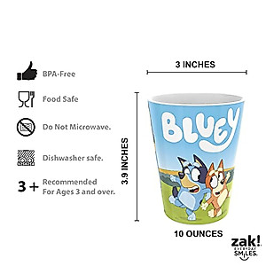 Zak Designs Bluey Kids Dinnerware Set Includes Plate, Bowl, Tumbler, Water Bottle, and Utensil Tableware, Made of Durable Material and Perfect for Kids (6 Piece Gift Set, Non-BPA)