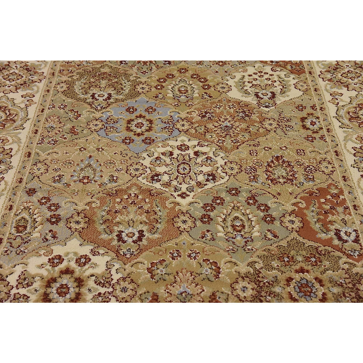 Unique Loom Voyage Collection Traditional Oriental Classic Intricate Medallion Design Area Rug, Rectangular 5' 3" x 8' 0", Ivory/Brown