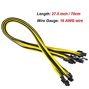 LXun Ethereum Mining ETH ZEC Power Supply 12V GPU/PSU Breakout Board for HP 1200w/750w Server PSU + 12pcs 16AWG PCI-E 6Pin to 6+2Pin Cables 27.5Inch Length(70CM, with 5 Nylon Cable Ties)